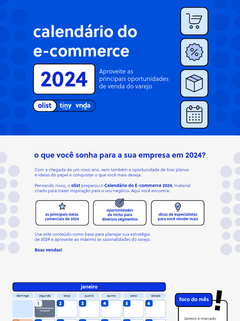 Calendário de Vendas E-commerce 2024 | PDF | Black Friday | E-commerce