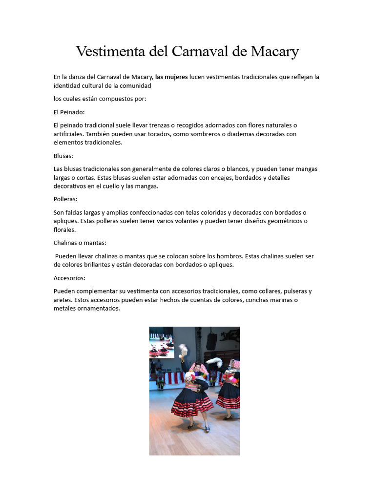 Vestimenta Tradicional del Carnaval de Macary | PDF | Ropa | Camisa