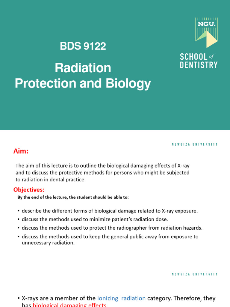 BDS9122 - Radiation Protection and Biology - Lecture | PDF | Ionizing ...