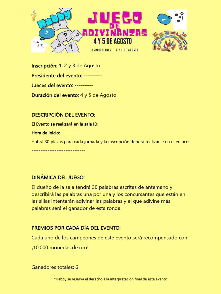 Reglas Del Juego de Adivinanzas | PDF