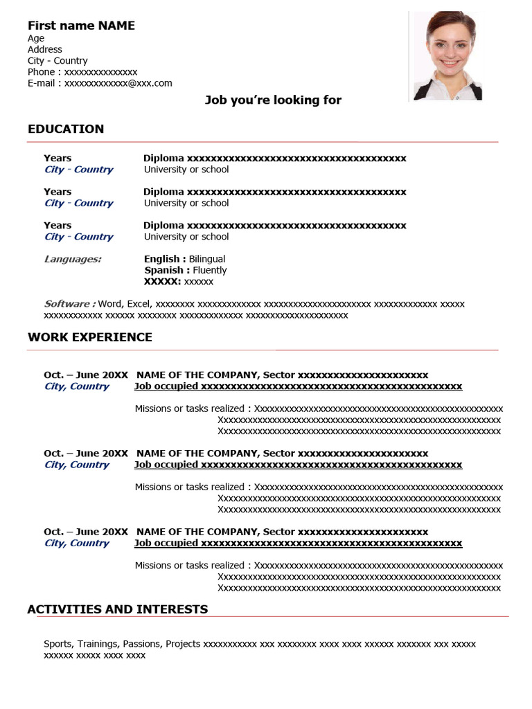 30 CV Template Classic Red English | PDF