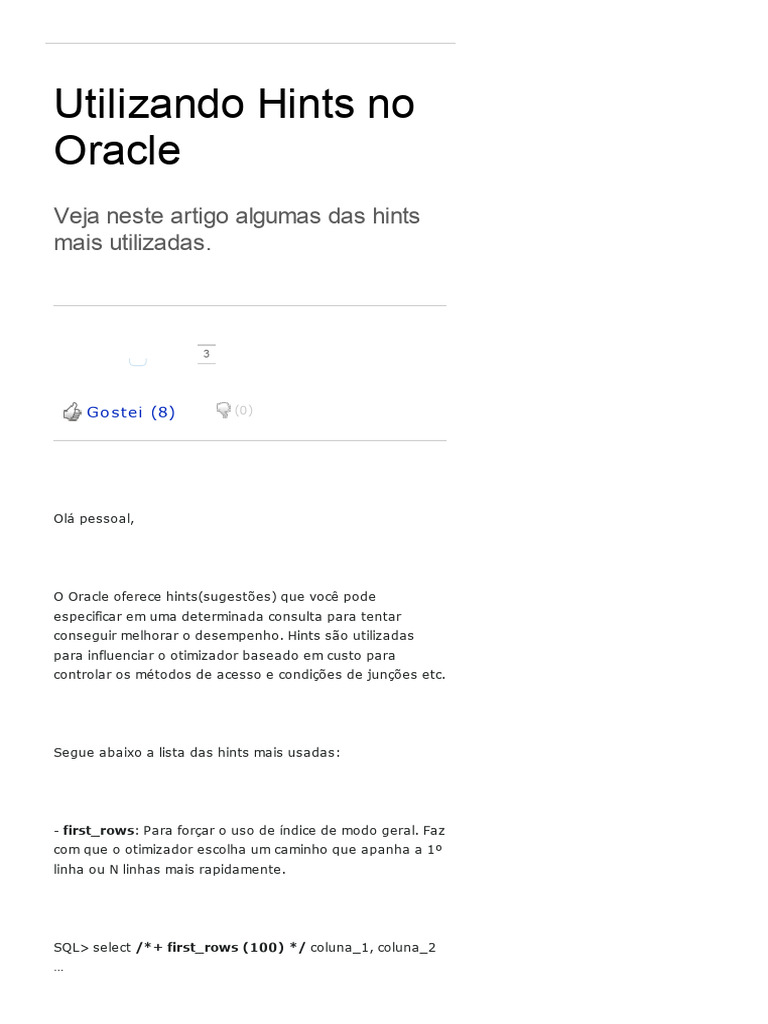Boas - Praticas - 3 - Usando HINTS | PDF | Gestão de dados | Informática