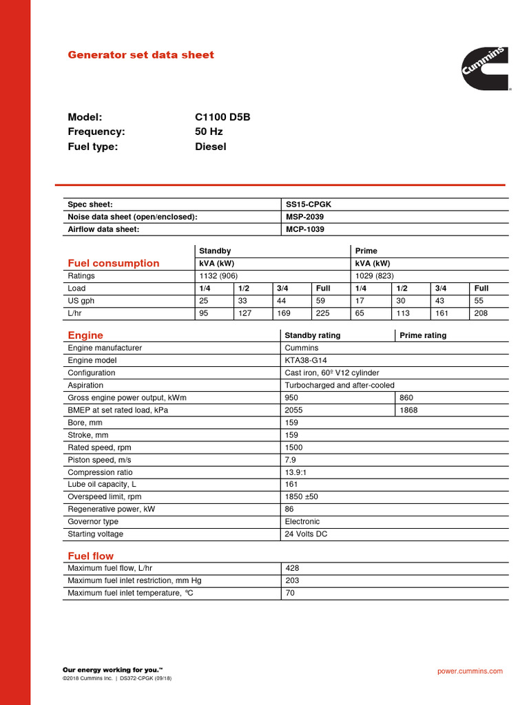 Datasheet C1100D5B | PDF | Engines | Diesel Engine