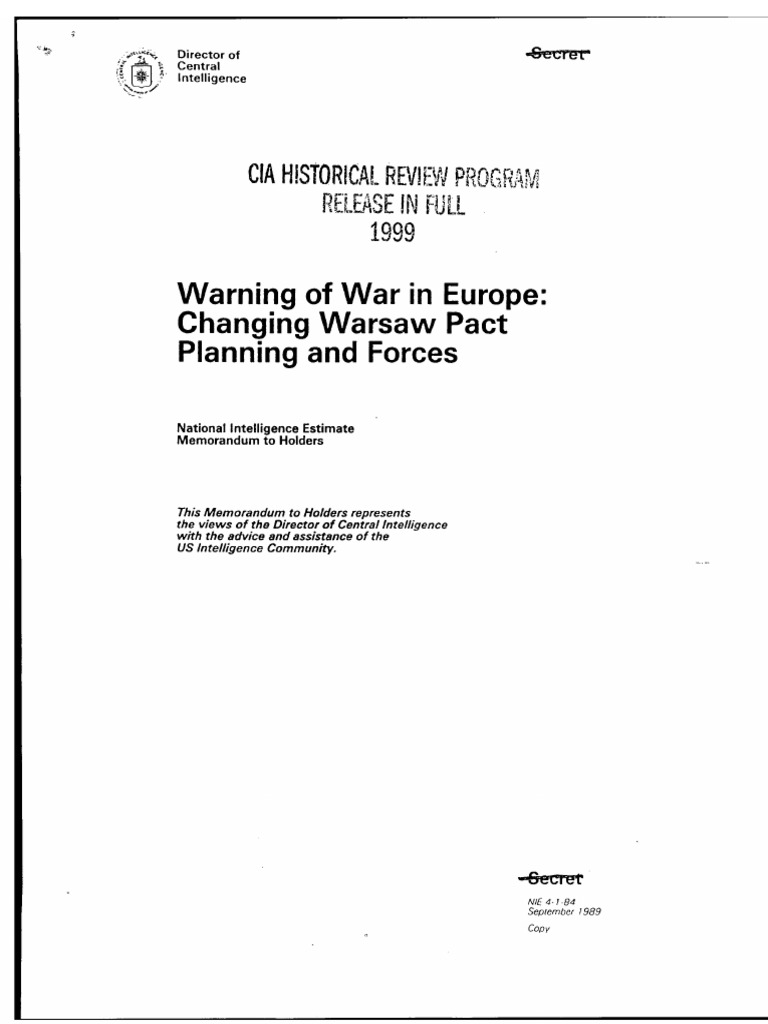 CIA-Warning of War in Europe-Changes Warsaw Pact Planning and Forces ...