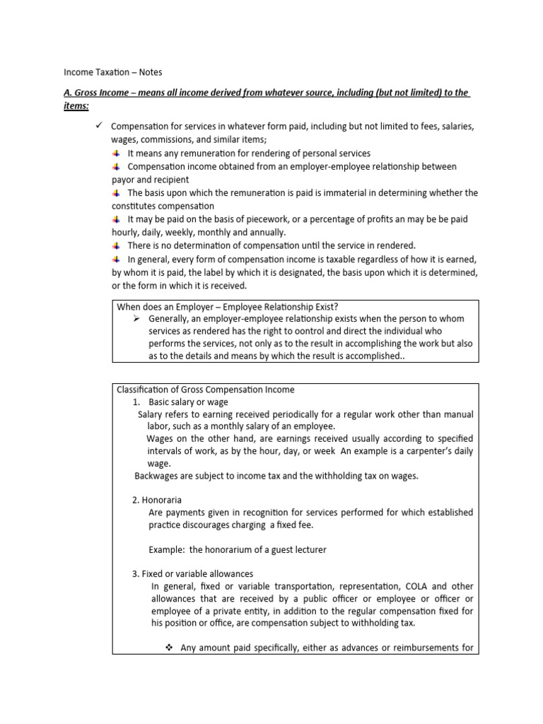 Income Taxation Notes | PDF | Cost Of Living | Dividend