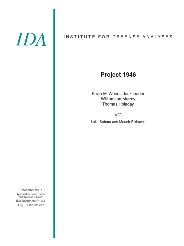 IDA Project 1946 Iraq Lessons Learned DEC 2007 Document-3530 | PDF ...