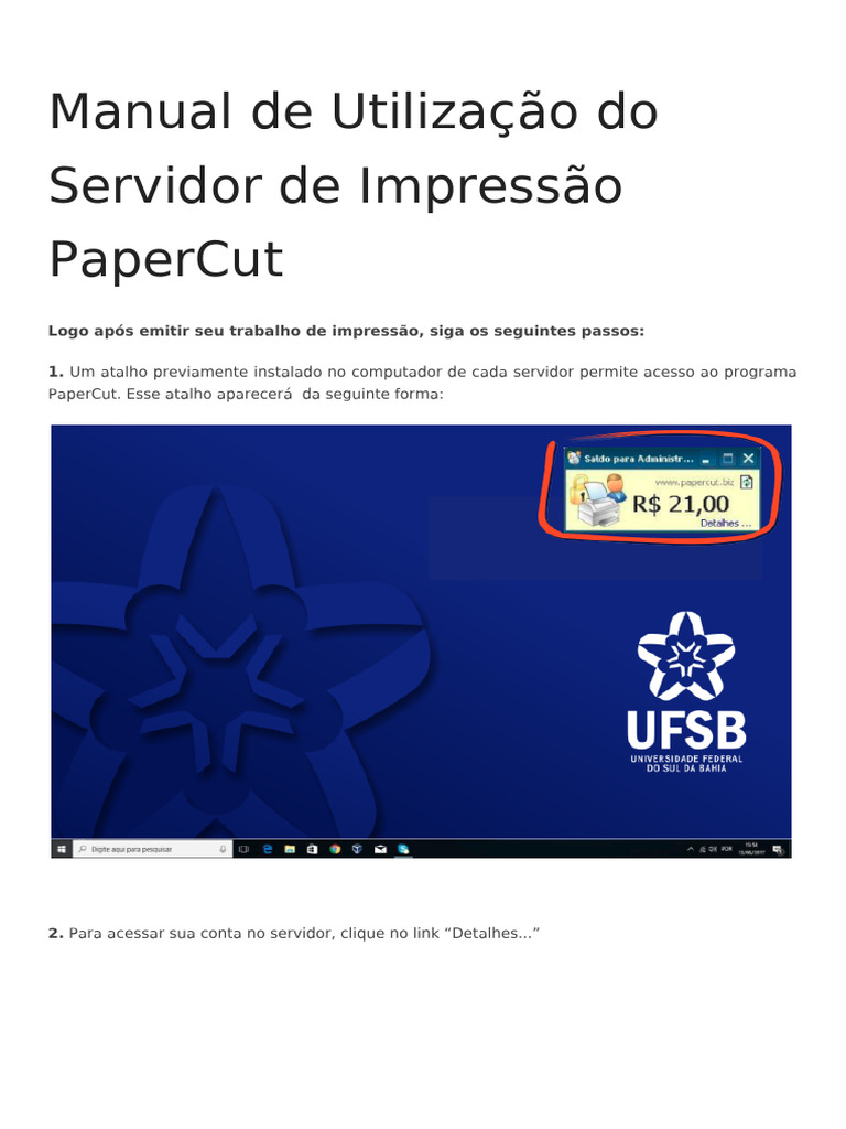 Manual de Utilizacao Do Servidor de Impressao Papercut | PDF