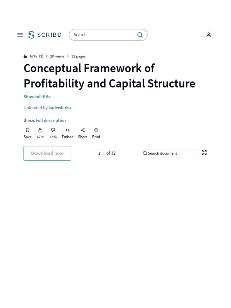 Conceptual Framework of Profitability and Capital Structure _ PD | PDF
