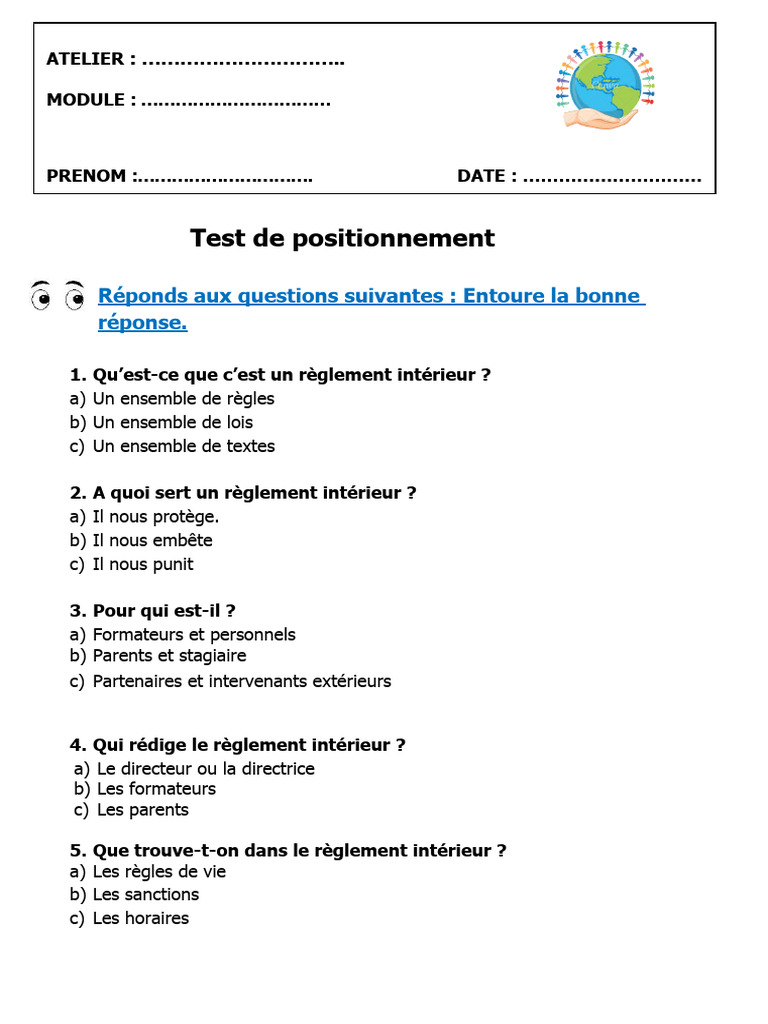 Test de Positionnement | PDF