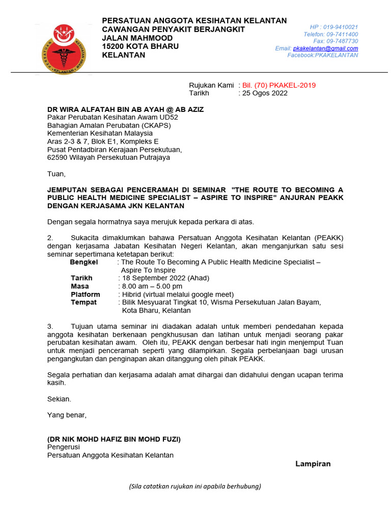 Surat Jemputan Penceramah DR Wira Edited | PDF