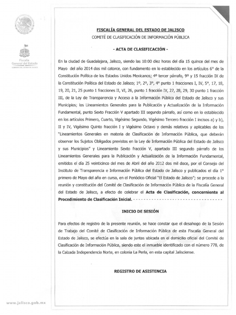 ACTA CLASIFICACIÓN - Copias Oficios Dirección Gral. Prev. Delito | PDF ...