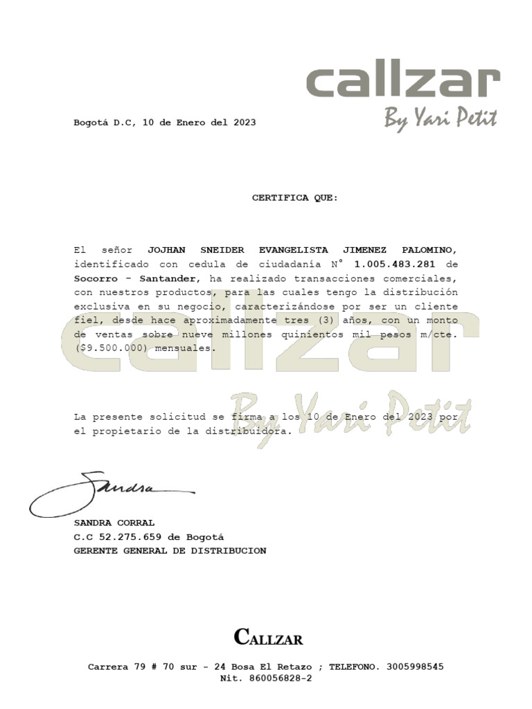 Certificado Proveedor Bogota | PDF