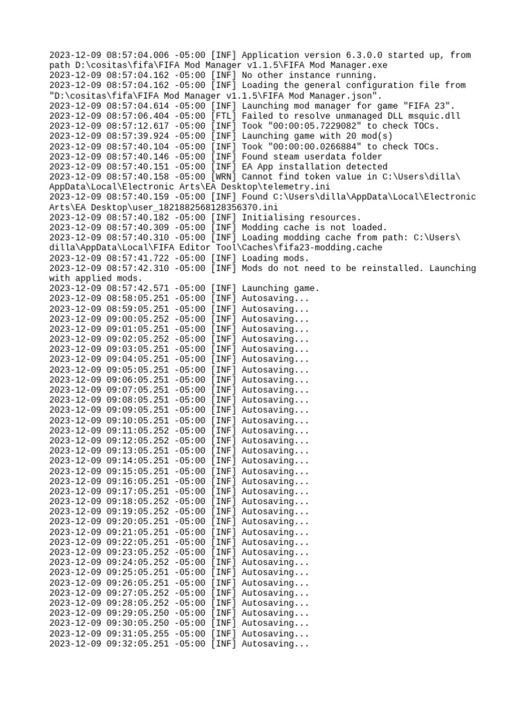 FIFA Mod Manager Log20231209 | PDF | Software Engineering | Microsoft Windows