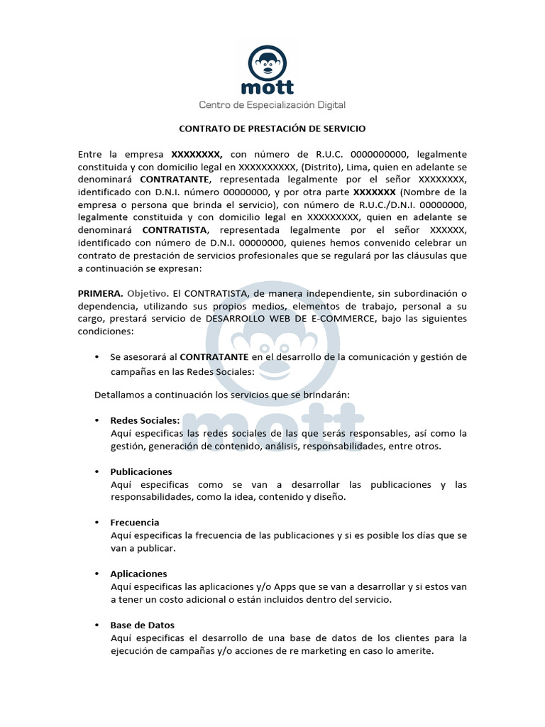 Modelo de Contrato de Servicios CM | PDF