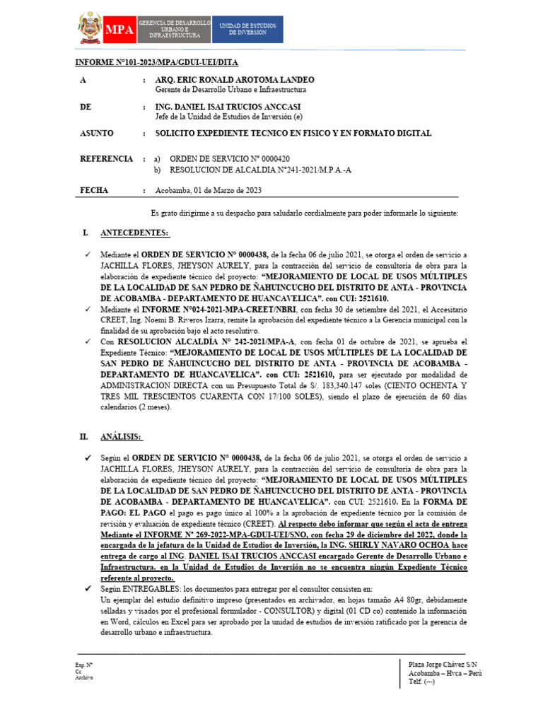 Solicitud de Expediente Técnico | PDF | Tecnología