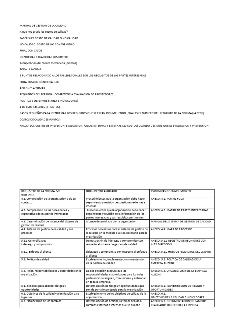 Manual De Gestión De La Calidad Pdf Sistema De Manejo De Calidad