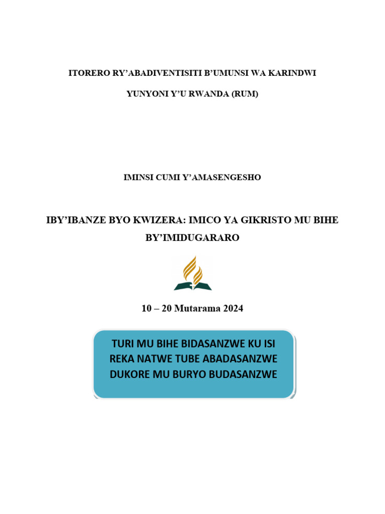 Iminsi Cumi Yo Gusenga 2024 (Kinyarwanda) | PDF | Bantu | Africa
