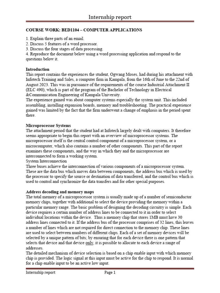 Intership Report | PDF | Microprocessor | Central Processing Unit