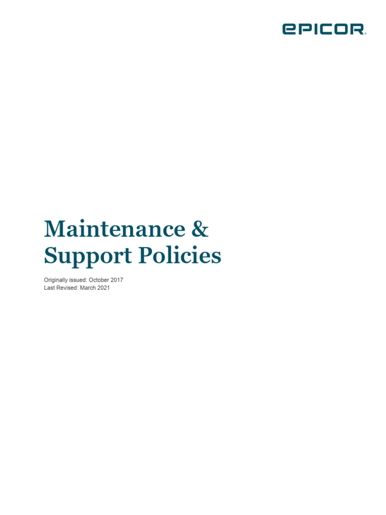Epicor Maintenance Policies | PDF | Software As A Service | License