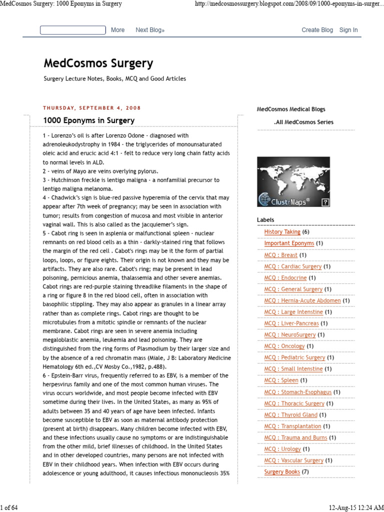 1000 Surgical Eponyms Explained | PDF | Vein | Cancer