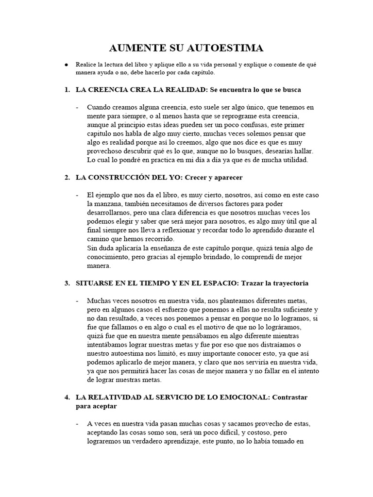 Aumente Su Autoestima | PDF | Autoestima | Vida
