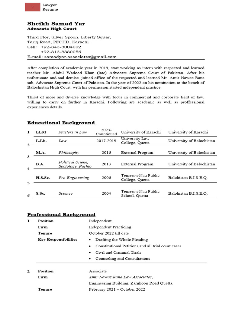 Sheikh Samad Yar CV | PDF | Advocate | Microsoft Windows