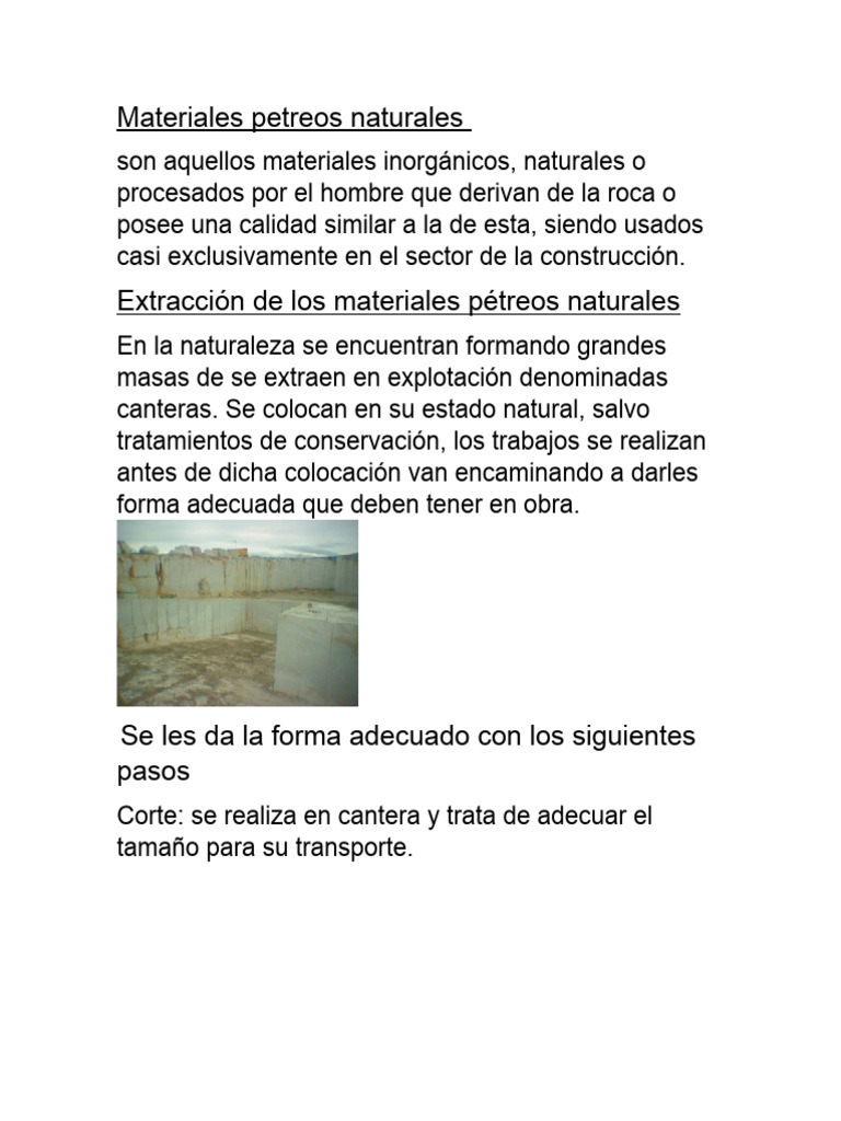 Extracción de Los Materiales Pétreos Naturales | PDF | Cantera ...