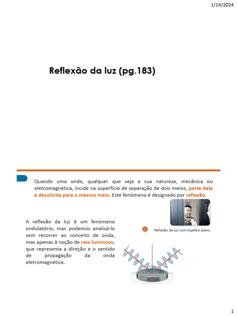 23-Reflexão Da Luz | PDF | Reflexão (Física) | Luz