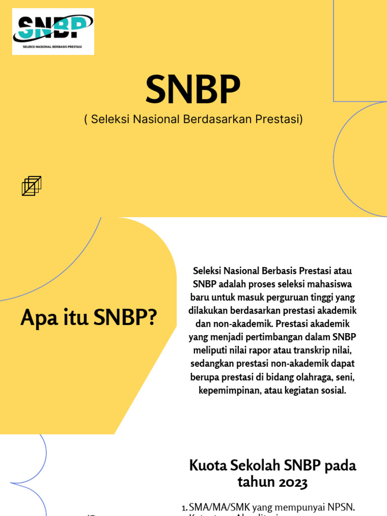 Panduan SNBP 2023: Seleksi Mahasiswa Baru | PDF