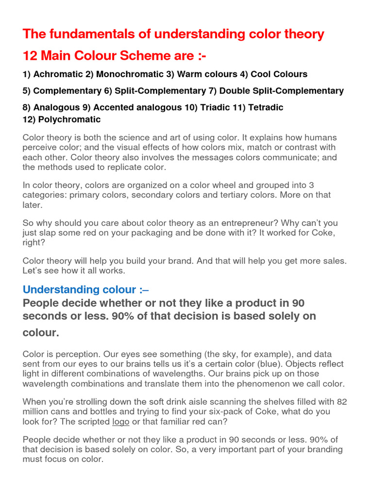The Fundamentals of Understanding Color Theory | PDF | Qualia | Optics The Fundamentals of Understanding Color Theory | PDF | Qualia | Optics