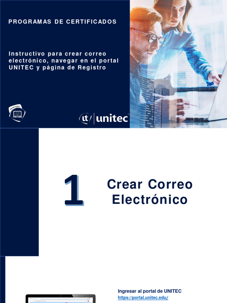 Instructivo para Crear Correo Electrónico, Navegar en El Portal UNITEC y Página de Registro | PDF