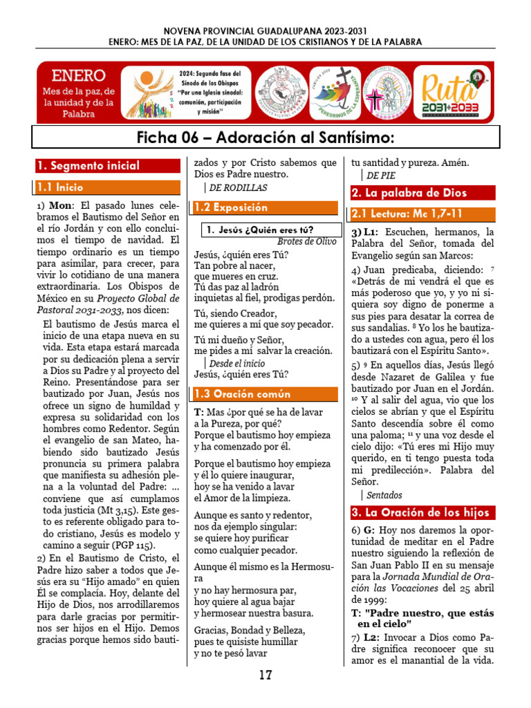 Ficha 06 Adoración Ene 1j Ord 1 Bautismo | PDF | Jesús | Cristo (título)