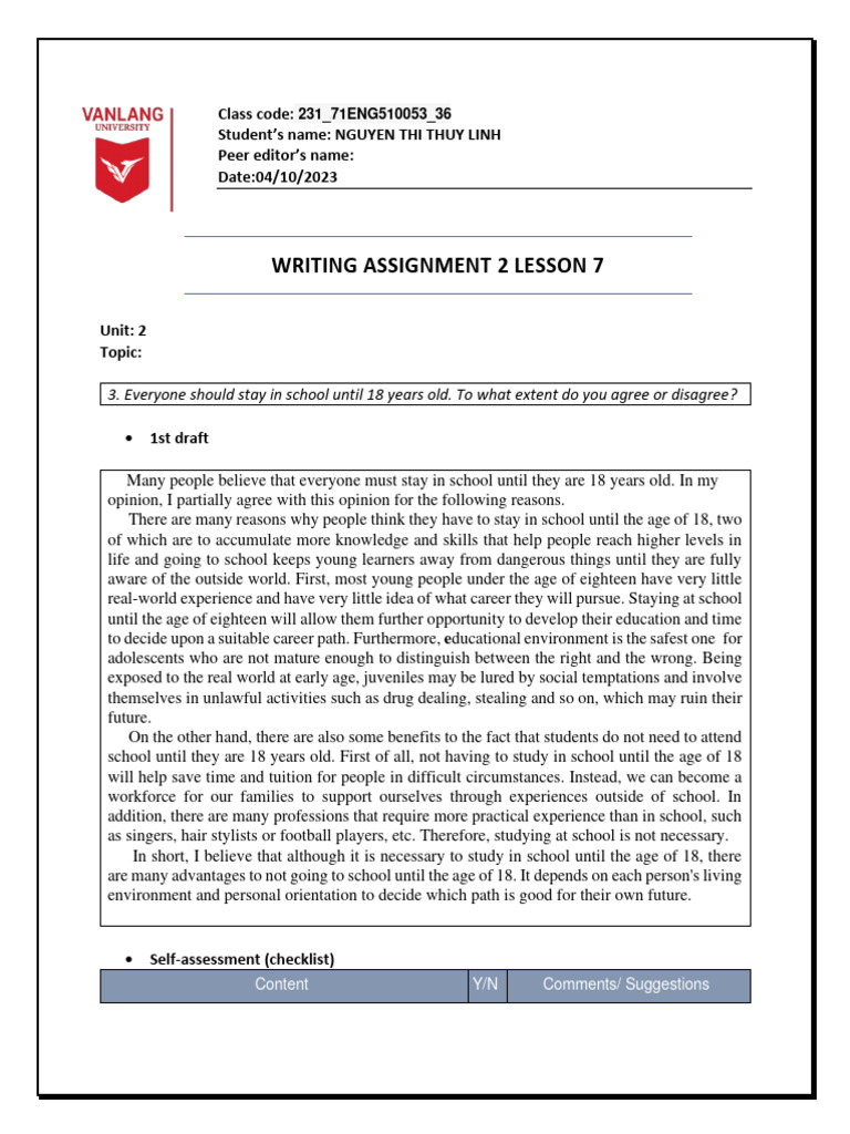 Writing Lesson7 Nguyenthithuylinh | PDF | Essays | Paragraph