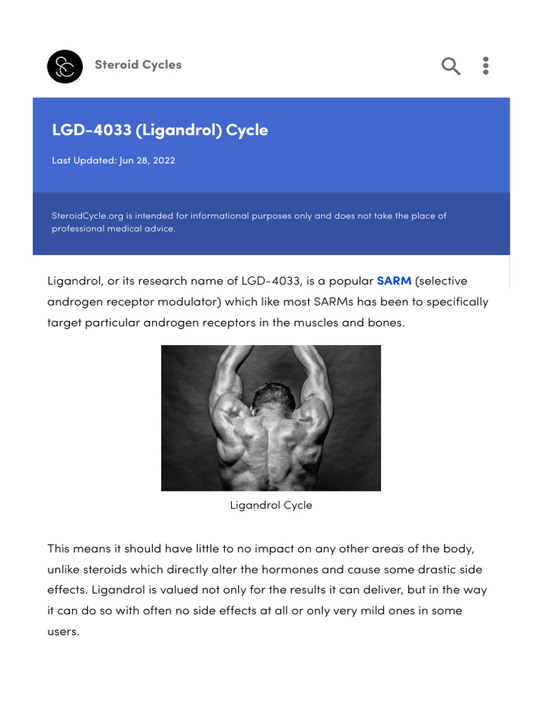 LGD-4033 Cycle (Ligandrol Cycle Guide) - Steroid Cycles | PDF | Skeletal Muscle | Muscle Hypertrophy