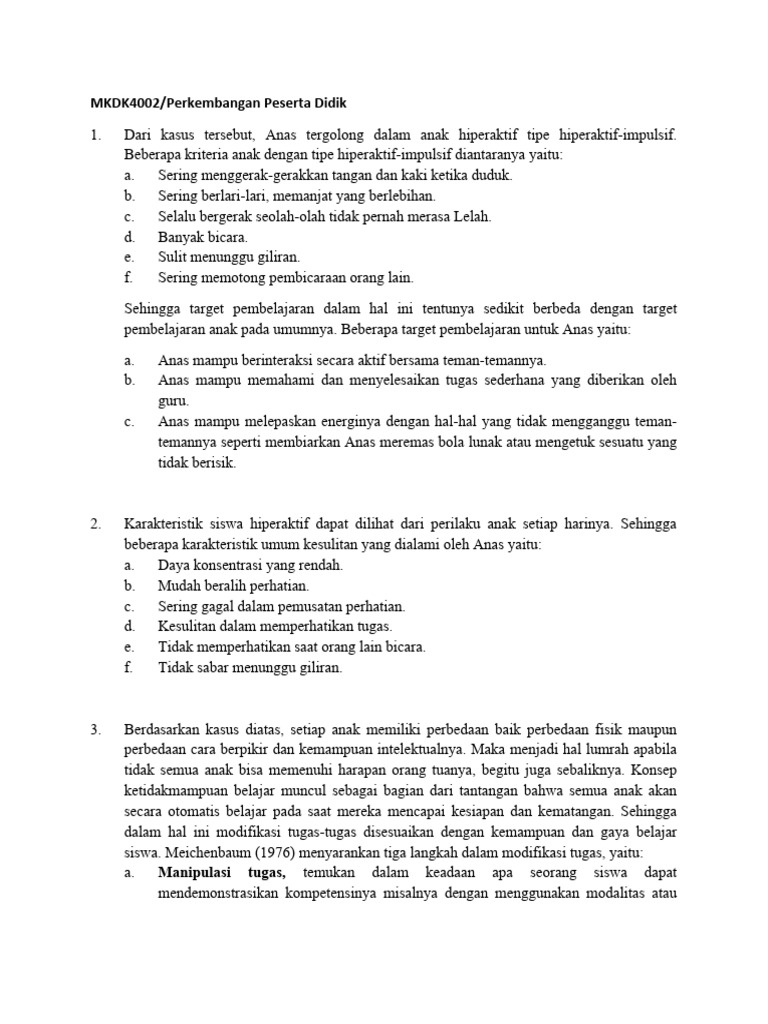 Tugas 3 - MKDK4002 Perkembangan Peserta Didik | PDF | Karier & Perkembangan