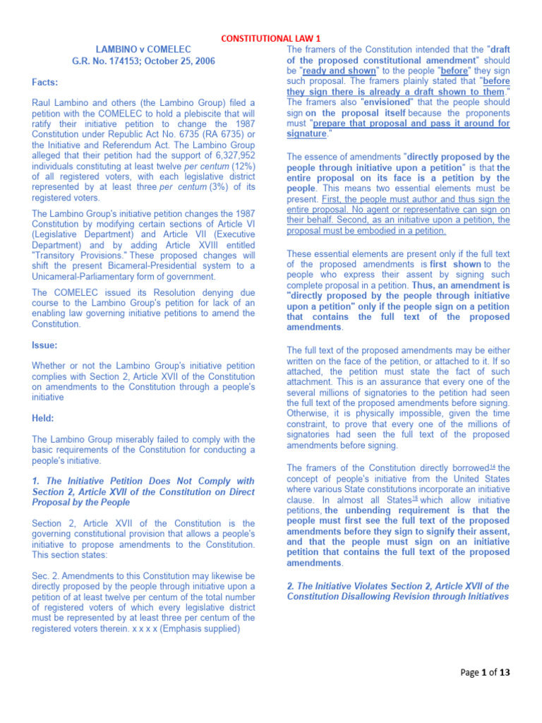 Consti 1 | PDF | Initiative | Constitutional Amendment