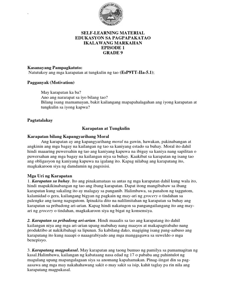 Esp9 - Q2 - Episode 1 - SLM | PDF