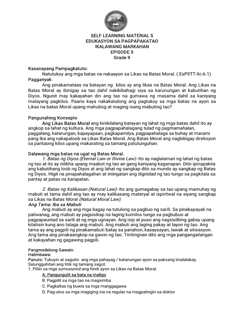 Esp-9 Q2 Episode-5 SLM | PDF