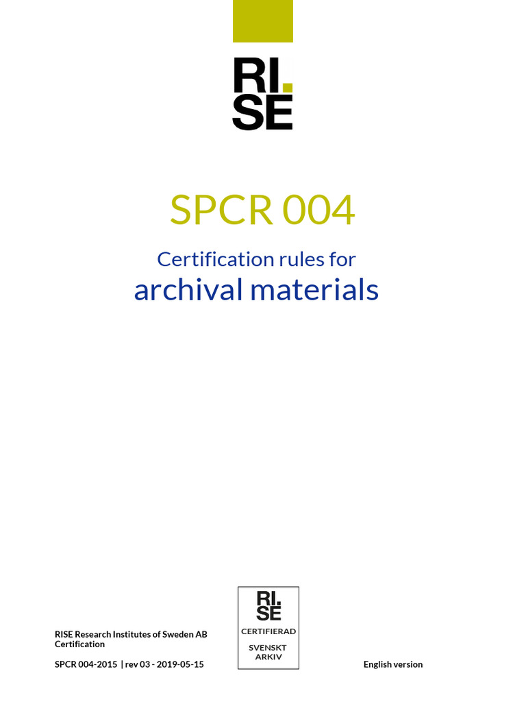 SPCR 004 Certification Rules For Archival Materials | PDF ...