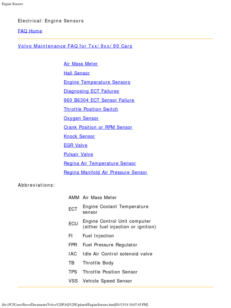 Engine Sensors | PDF | Manufactured Goods | Mechanical Engineering