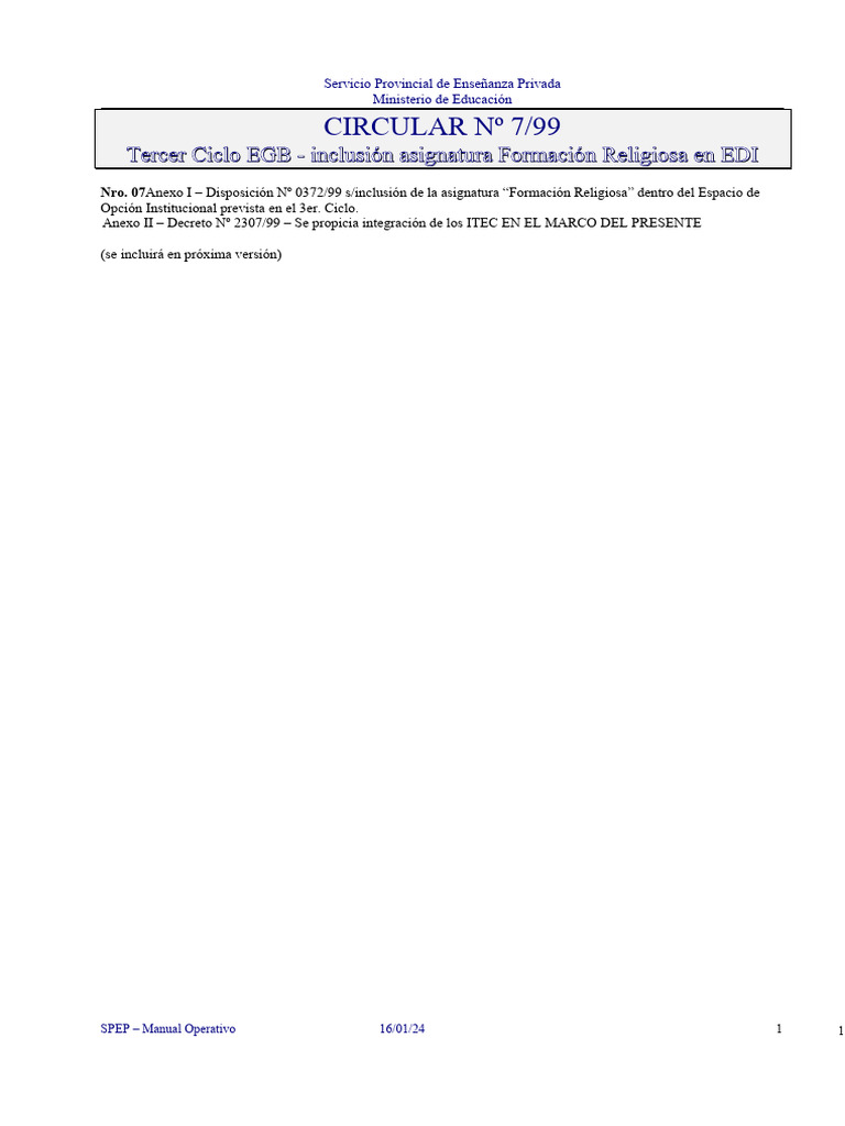 Circular 07 1999 | PDF