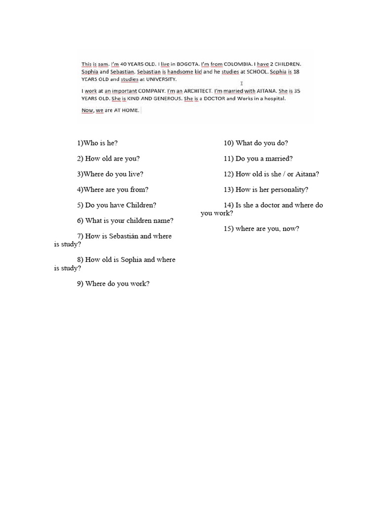 Personal Information Questionnaire | PDF