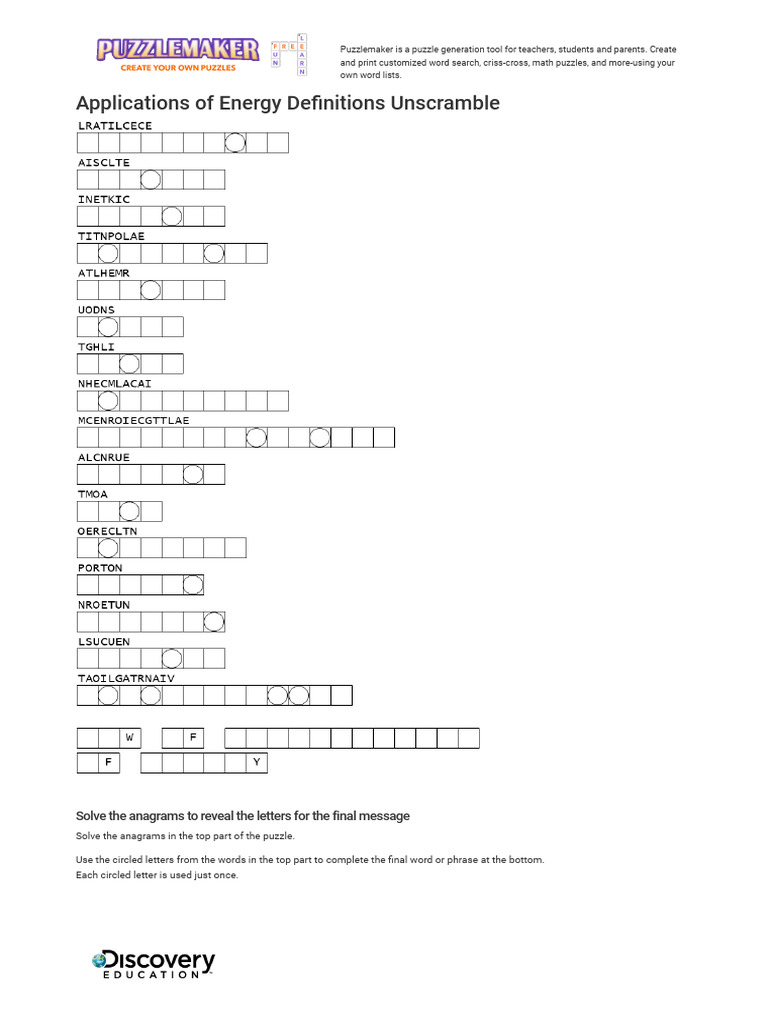 Energy Double Puzzle | PDF