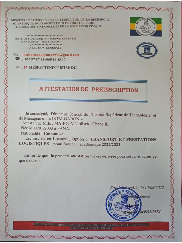 Attestation D'inscription | PDF