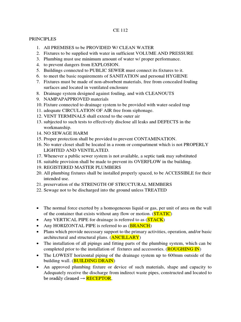 Ce 112 Reviewer | PDF | Plumbing | Valve