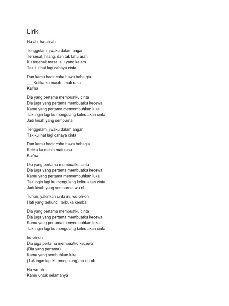 Lirik Lagu Cinta dan Kecewa | PDF