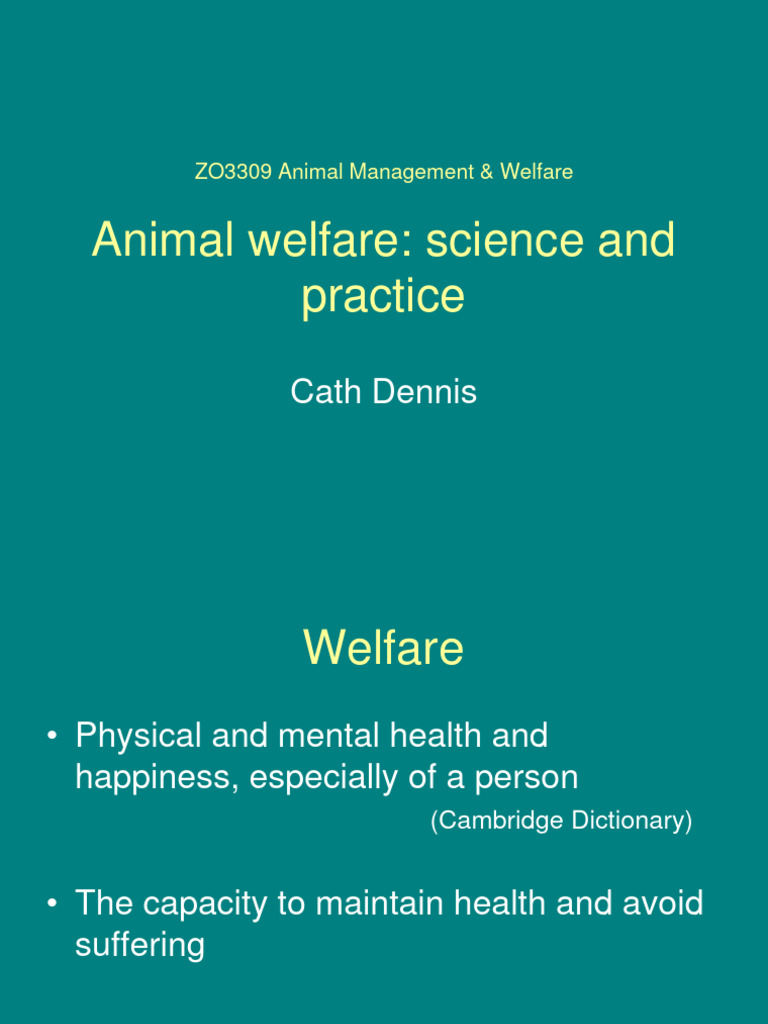 ZO3309 Animal welfare science and practice | PDF | Animal Welfare ...