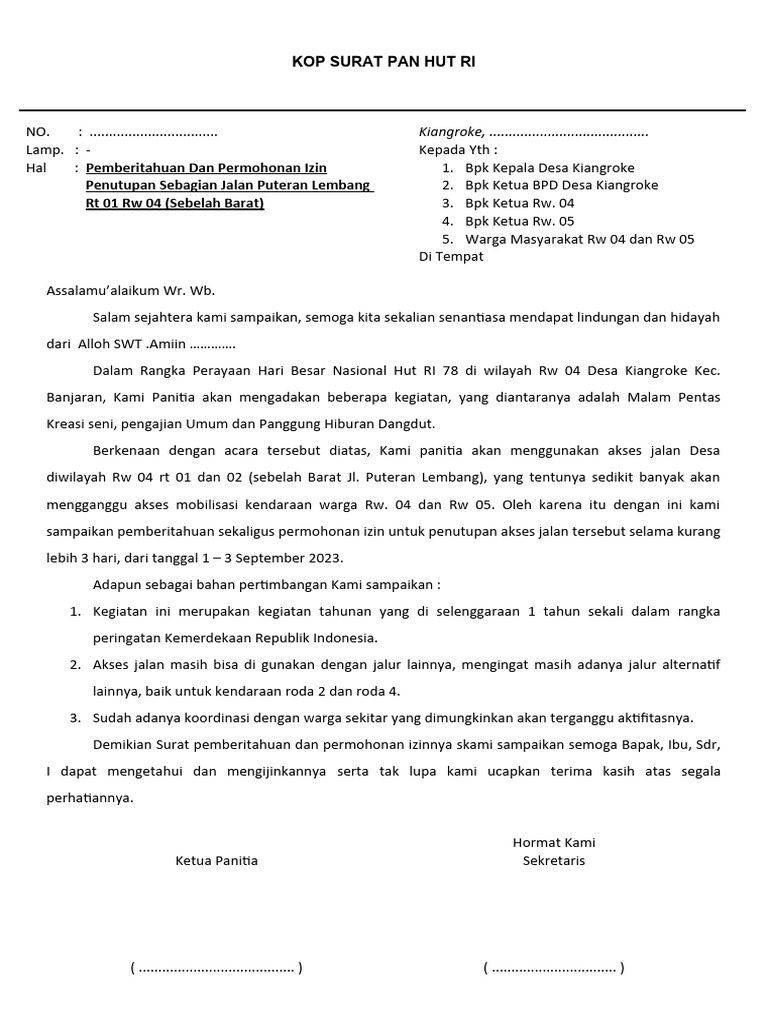 Permohonan Ijin | PDF