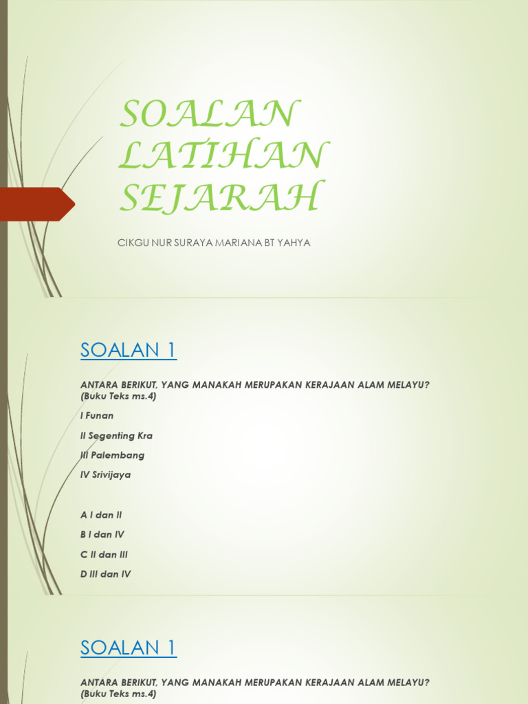 Soalan Objektif Sej 28.3 | PDF