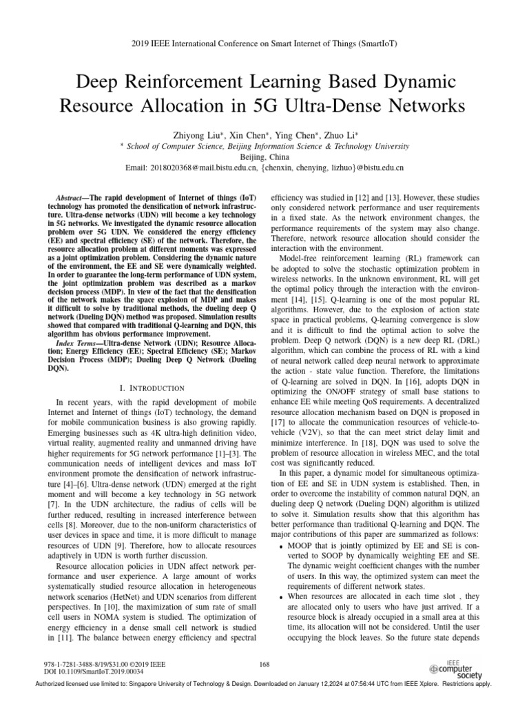 Deep Reinforcement Learning Based Dynamic Resource Allocation In 5g Ultra Dense Networks